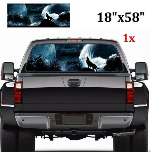 18" x 58" Car Rear Window Tailgate Sticker Decal Night Wolf Howling ...