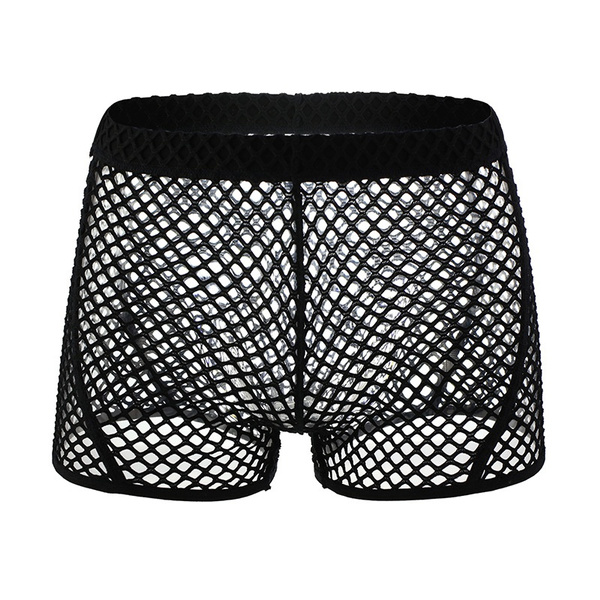 Sexy Fishnet Men's U Convex Underwear Hollow Out Mesh Breathable ...