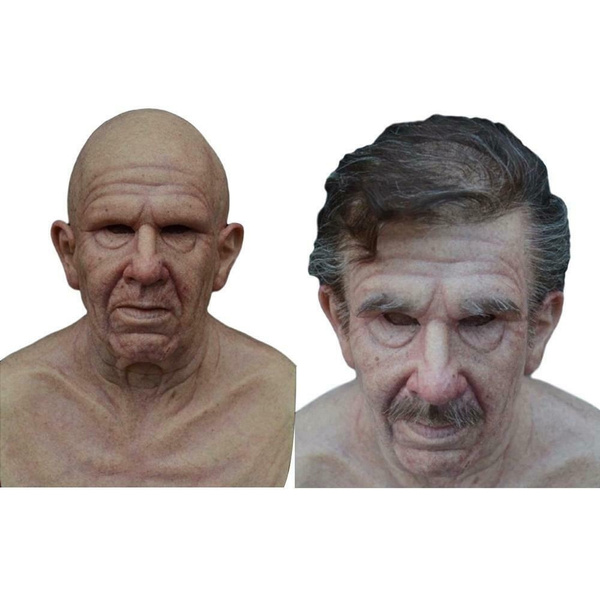 Cosplay Bald Old Man Creepy Wrinkle Face Mask Halloween Party Carnival