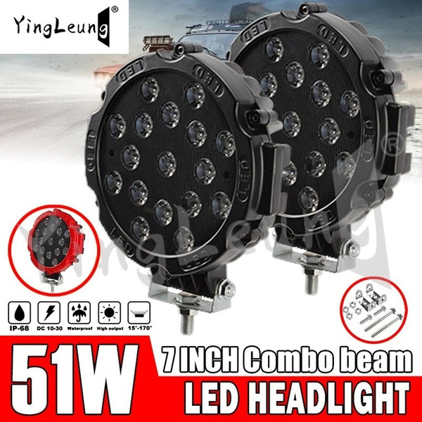 7 Inch 51w Round Waterproof LED Work Light SUV UTE ATV Off Road Boat ...