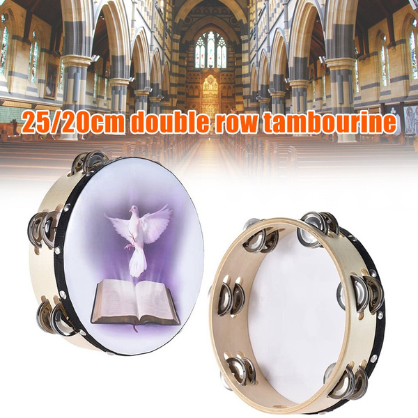 Tambourine Double Row Jingle Percussion Instrument Church Handheld ...