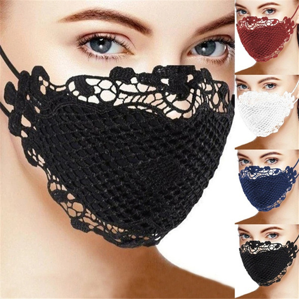 New Charming Stylish Brief Solid Lace Breathable Mouth Masks Fashion ...