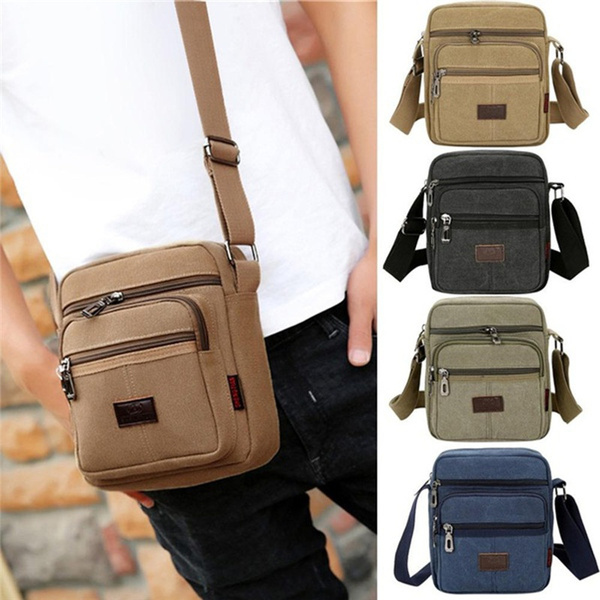 Casual Canvas Men Shoulder Messenger Bag Fashion Travel Zipper ...
