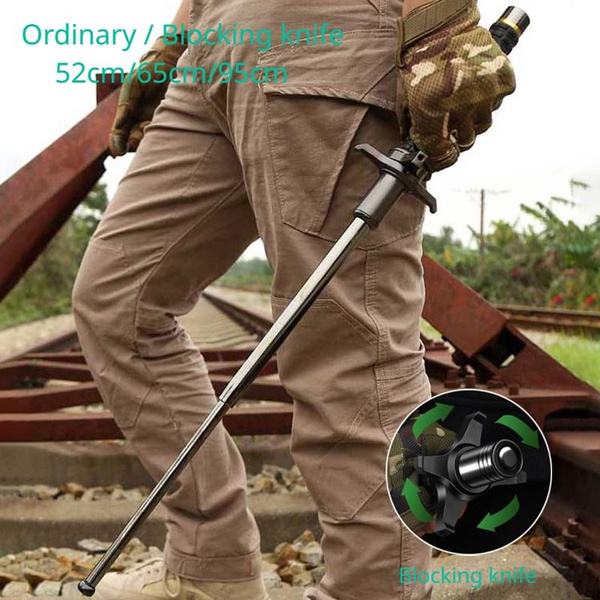 Solid Block Knife Anti-cutting Telescopic Swing Stick Self-defense ...