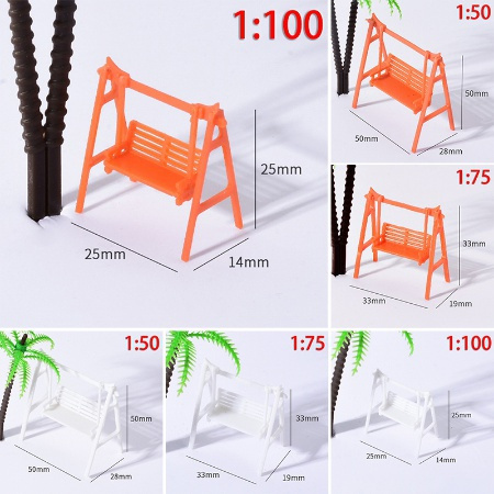 5pcs 1:50-1:100 Simulation Model Swing Chair Diy Garden Plastic Chair ...