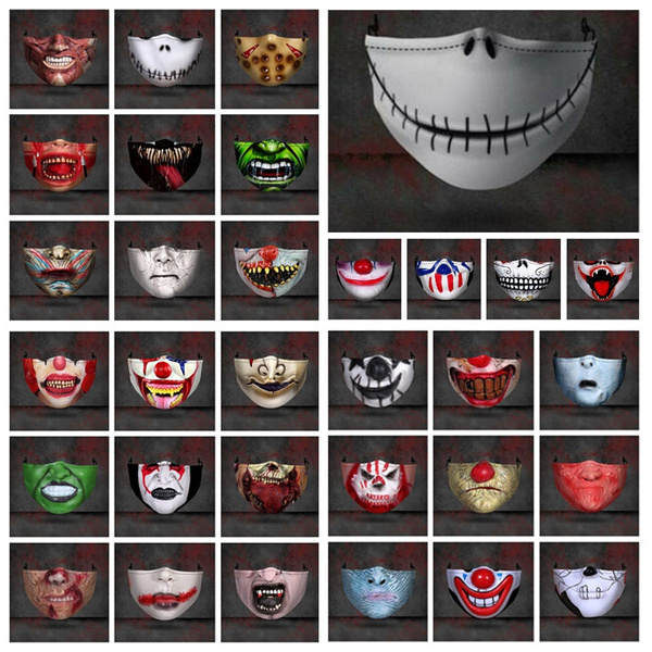 New！Halloween Party Masks Fashion Funny Washable Reusable 3D Face Mask ...