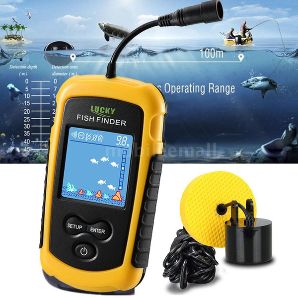 LUCKY LCD Grey / Color Screen Portable Wired Fish Finder 100M Depth ...