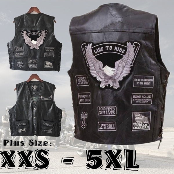 Genuine Sheep Moto Waistcoat Concealed Carry Biker Vest with Patches ...