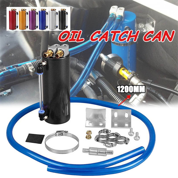 Universal Aluminum Racing Oil Catch Tank Round Can Reservoir Breather ...