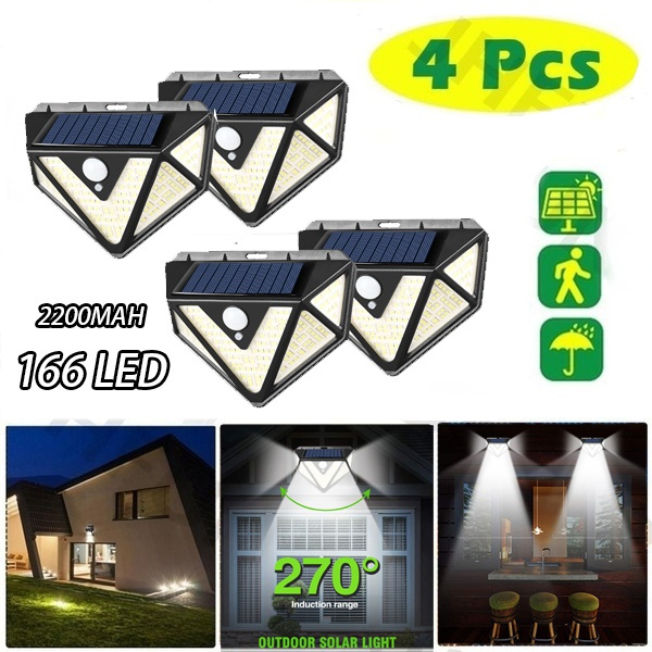 Solar Motion Sensor Light, 166 LED 270° Wide Angle, IP65 Waterproof 3 ...