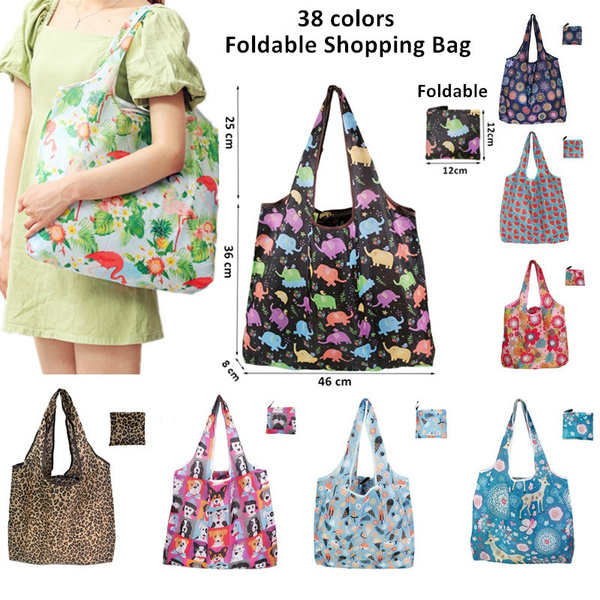 New Arrival Reusable Foldable Shopping Bag Women Portable Folding Shopping Bag Large Floral ...