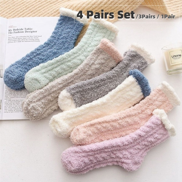 1pair 3pairs 4pairs Pairsladies Women Winter Warm Soft Fluffy Bed