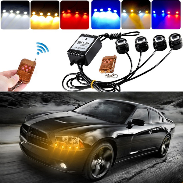 12V Wireless Remote Control Emergency Car Strobe Warning Light Flashing ...