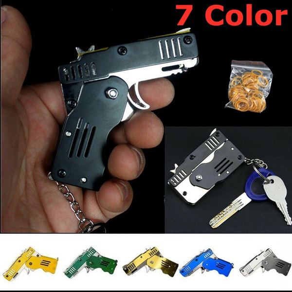 folding gun toy toy gun folding key chain Collectibles rubber bander ...