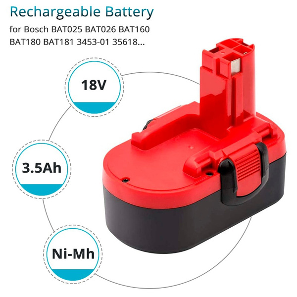 3.5Ah Ni-mh Rechargeable Battery for Bosch 18V BAT025 BAT026 BAT160 ...