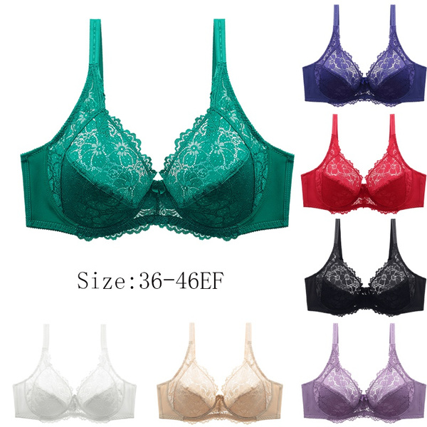 Plus Size Wome Underwear Bra Transparent Lace 36 38 40 42 44 46 E F Cup ...