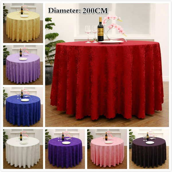 Round Jacquard Tablecloth Polyester Plain Solid Table Cover Wedding ...