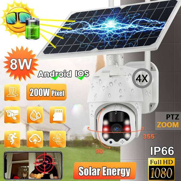 Newest Wireless 8W Solar IP PTZ Wifi Camera HD 1080P 200W Pixel Outdoor ...