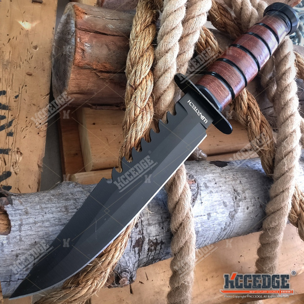 12" Tactical Fighting Knife Fixed Blade Construction With Black Coated ...