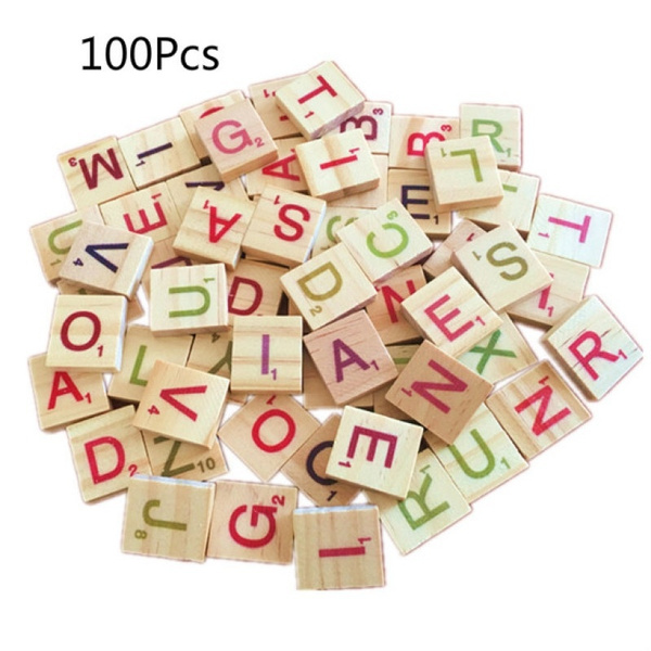 100Pcs/Pack Wooden Scrabble Tiles Colorful Letters Numbers for Crafts ...