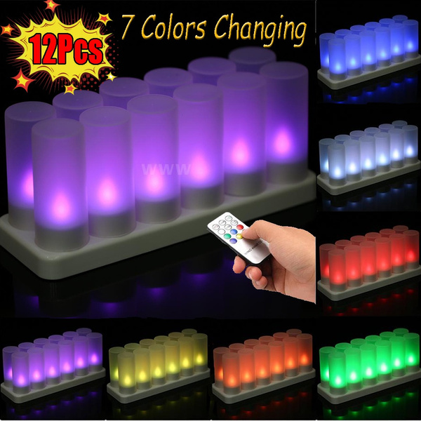 4/ 6/ 12PCS LED Candles Rechargeable 7 Colors LED Light Changing ...