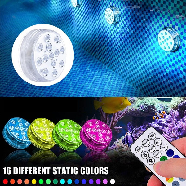 1/2/4Pcs New Submersible LED Lights with IR Remote Control 13LED RGB Underwater Spa Light ...