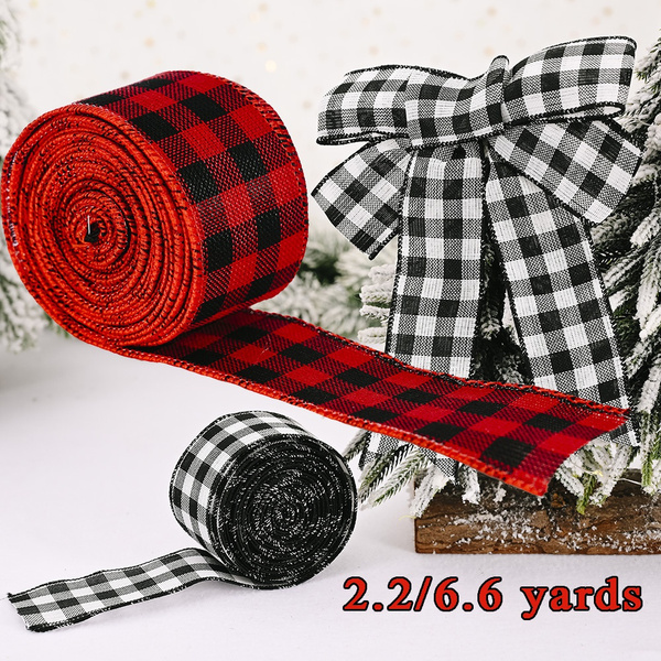 Wide Plaid Fabric Ribbon For Christmas, Wedding, Birthday Party ...