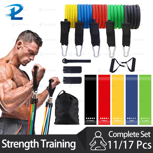11 / 17 Piece strength training set, high-quality latex resistance band ...