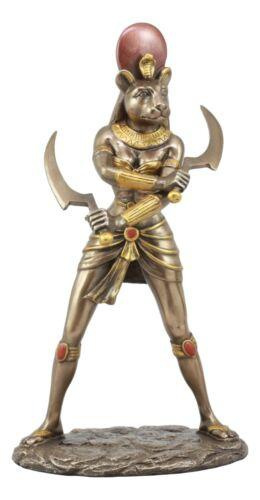 Classical Egyptian Goddess Sekhmet Ra With Solar Disc And Uraeus Statue ...