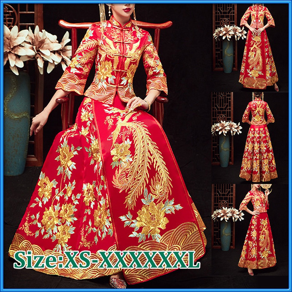 Oversize 4XL 5XL 6XL Bride Dress Wedding Dress Retro Dress Chinese ...