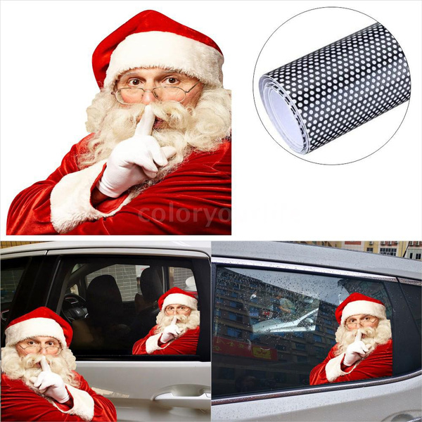 Car Window Stickers 2PCS 3D Cartoon Santa Car Window Cover Auto Covers ...