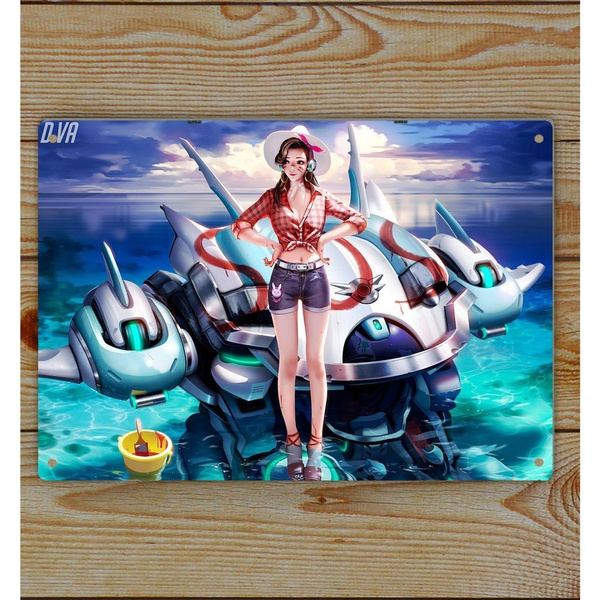 Overwatch D.Va Dva Sexy Beach Mecha Sexy Girl Korean Art Tin Sign TP ...