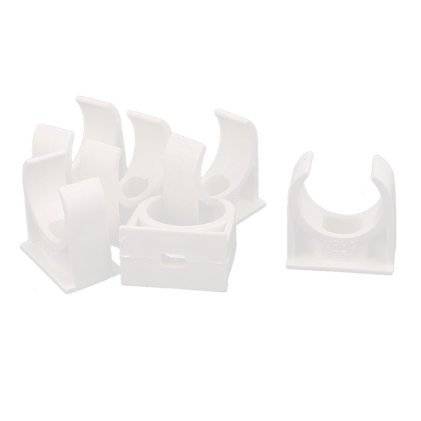 6 Pcs 23mm Diameter PVC Water Tube Pipe Clamps Clips Connectors White ...