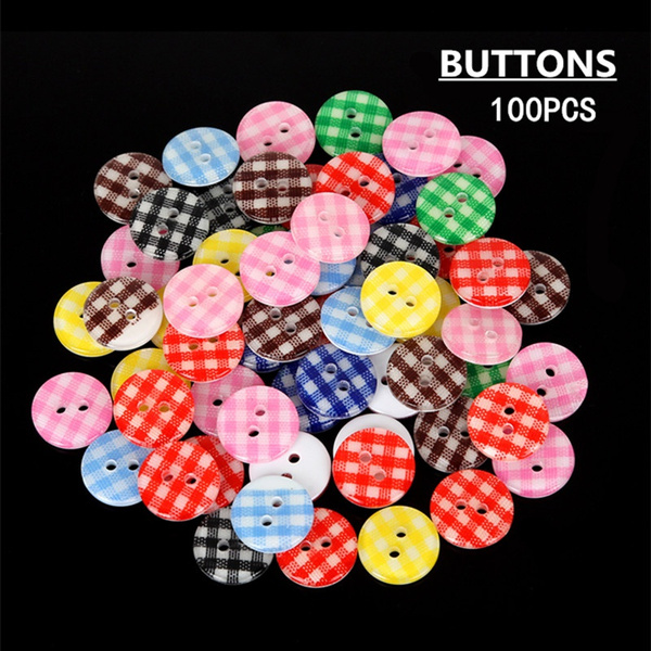 100pcs / 12.5mm Colored round resin buttons 2-hole buttons Striped ...