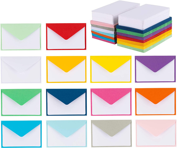 140 Mini Envelopes With White Blank Note Cards, Mini Envelopes 4"x 2.7 ...