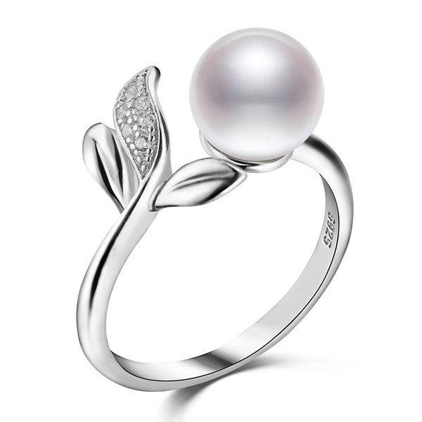 Trendy Design 925 Sterling Silver White Freshwater Cultured Pearl Ring ...