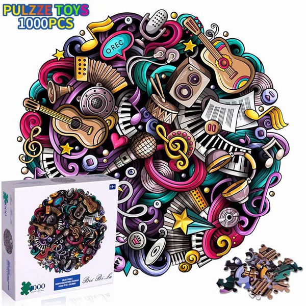 Musical Instrument Jigsaw Puzzles Challenge 1000 Pieces Round Puzzles ...