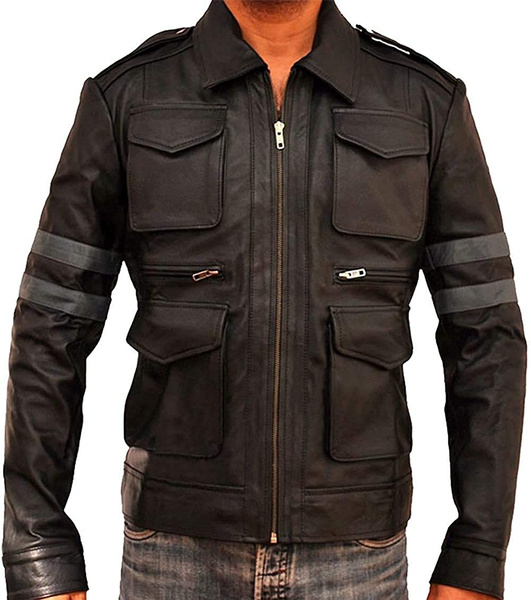 Mens Inhabitant Zombie Killer Costume Black Biker Leather Jacket | Wish