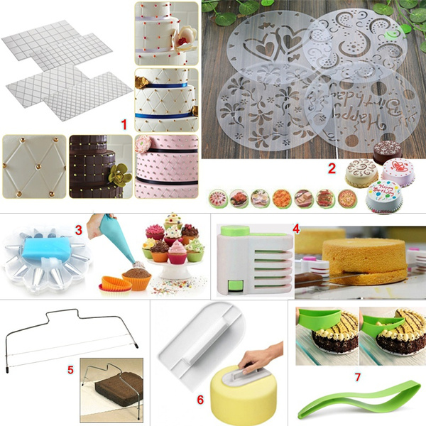 Round Fondant Cookies Flour Sugar Cake Cutter Decorating Tool Set Grid ...