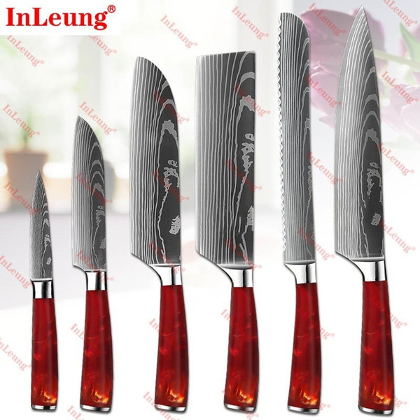 Kitchen Knives Sets High Quality Utility Chef Knives Laser Damascus ...