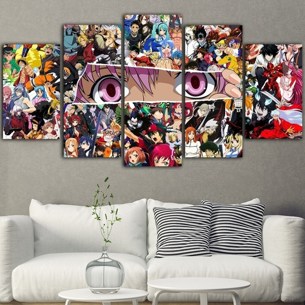5 Pieces Popular Japanese Anime Charactors Canvas Painting The Star of ...