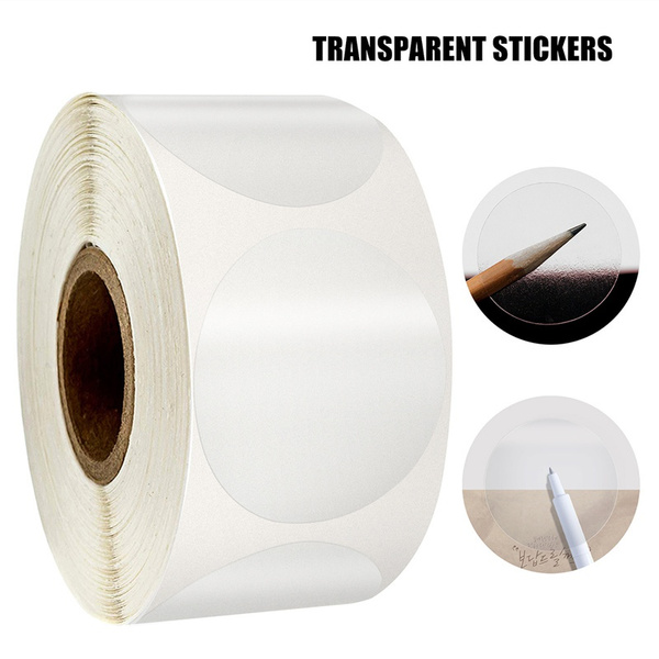 500 Pcs/Roll Transparent Round Self-Adhesive Stickers Circle PVC ...