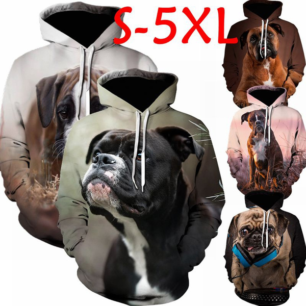 New 3D Cute Animal Homme Boxer Dog Hooded Street Anime Funny Boxer Dog ...