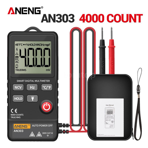 ANENG AN303 Digital Multimeter 4000 Count LCD Display Automatic Range ...