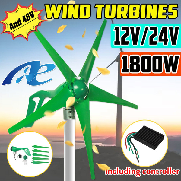 1800W 12V / 24V /48V Wind Turbine Generator 5 Blades Windmill Power ...