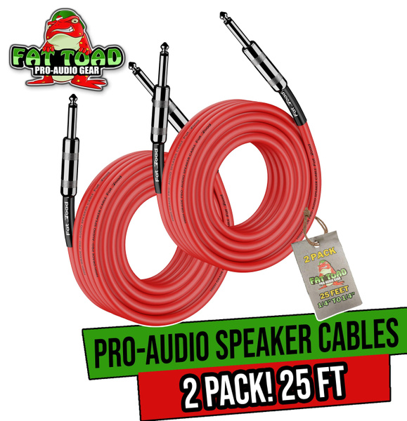 1/4" to 1/4 Male Jack Speaker Cables (2 Pack) by FAT TOAD | 25ft ...