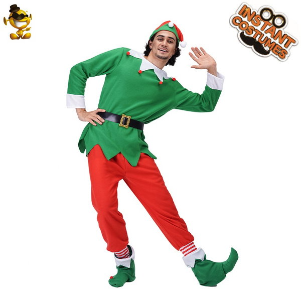 Costume for Men Green Elf Costume Role Play Christmas Costume Cosplay ...