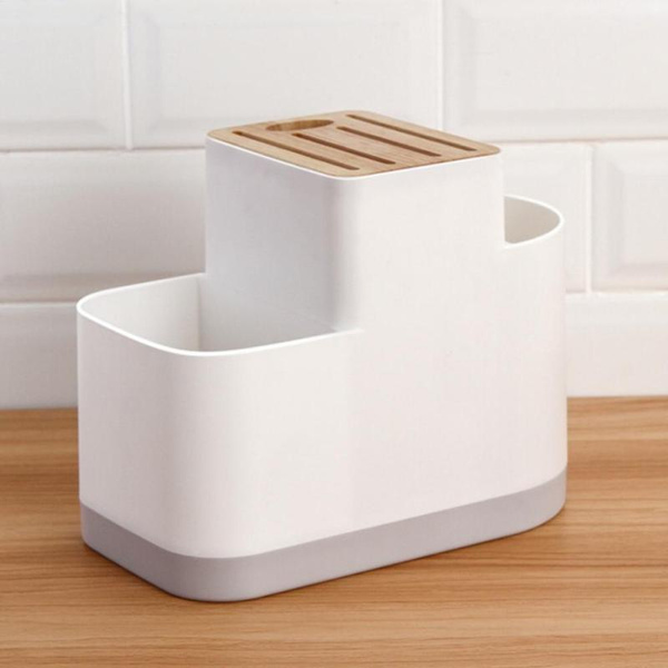 Kitchen Organizer Plastic Storage Rack Cutlery Stand Draining Block ...