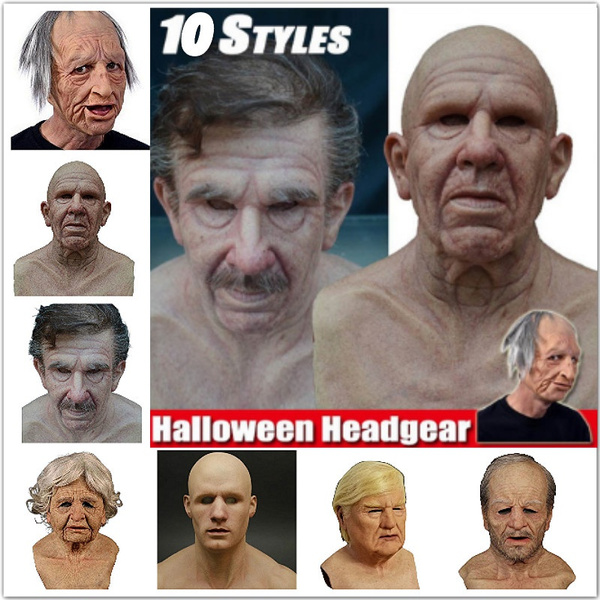 Halloween Masquerade Cosplay Old Bald And Grandpa Beard Mask The Elder ...