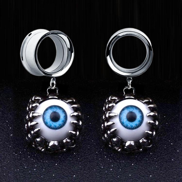 2 Pcs/Pack Ghost Evil Eye Pendant Ear Tunnel Plugs and Gauges Flesh ...